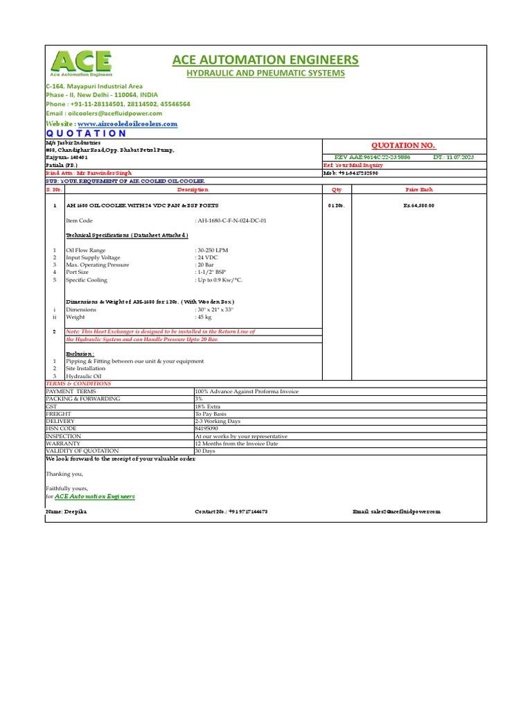 QTN No. - 5886, Jasbir Industries (AH-1680-C-F-N-024-DC - 01-010) - Sheet1 | PDF | Energy ...
