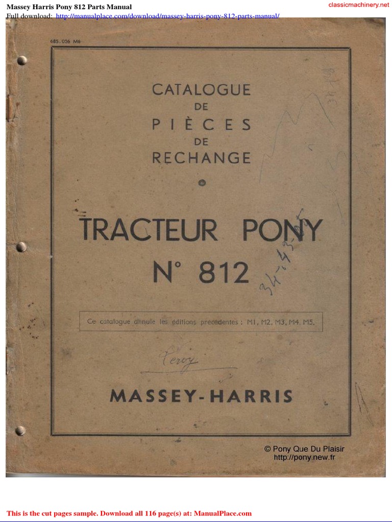 Massey Harris Pony 812 Parts Manual | PDF