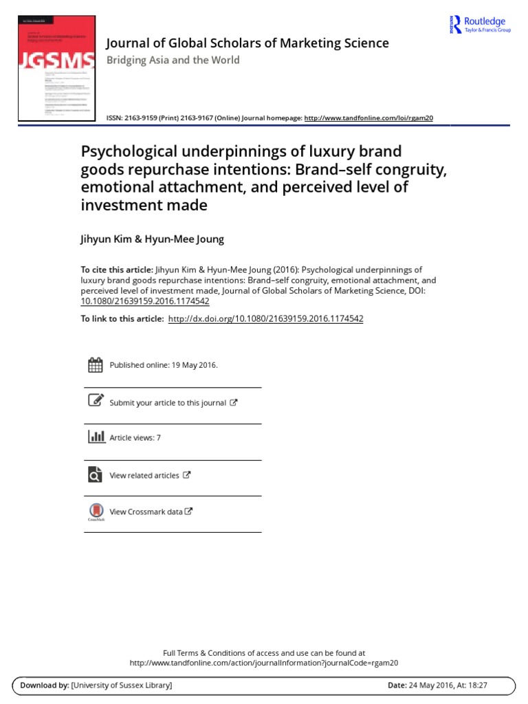 Luxury Brand Goods Repurchase Intentions Brand-Self Congruity | PDF ...