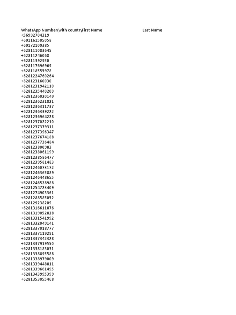 WhatsApp Contact Numbers List | PDF