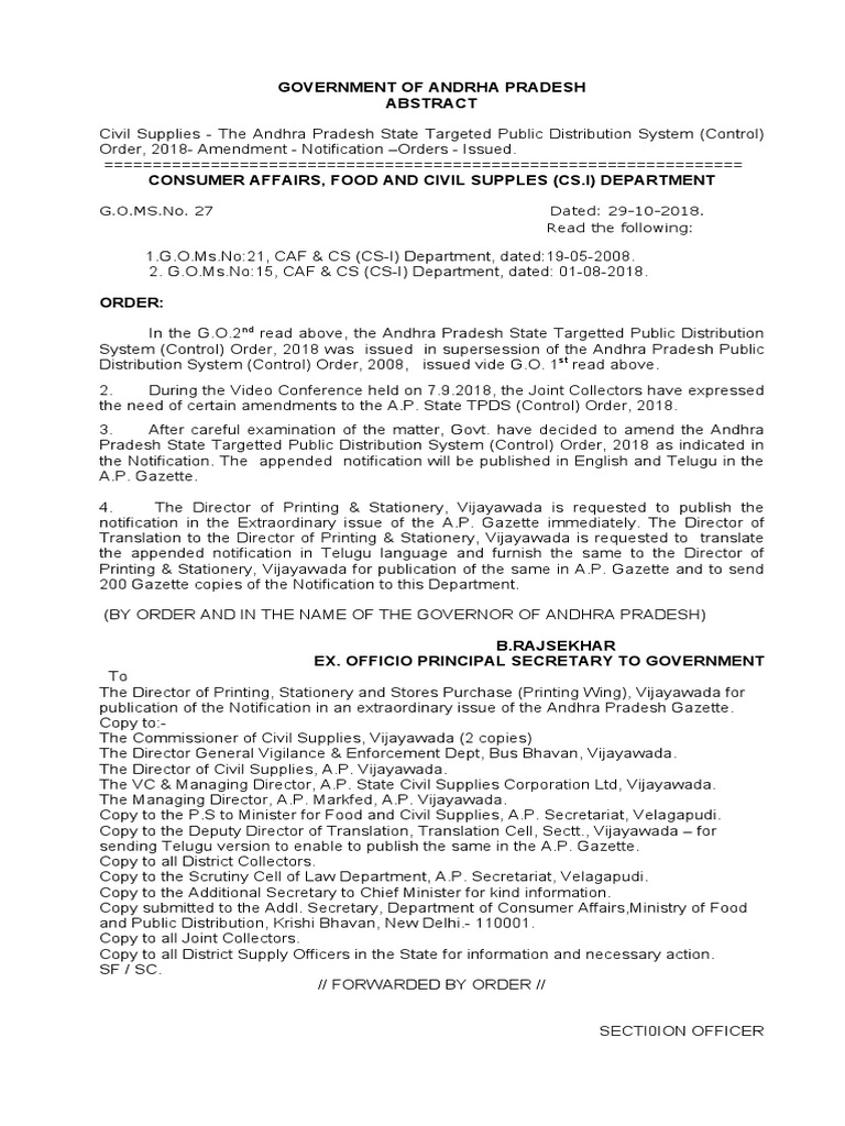 AP Targeted PDS Control Order Amendments | PDF | Government | Justice