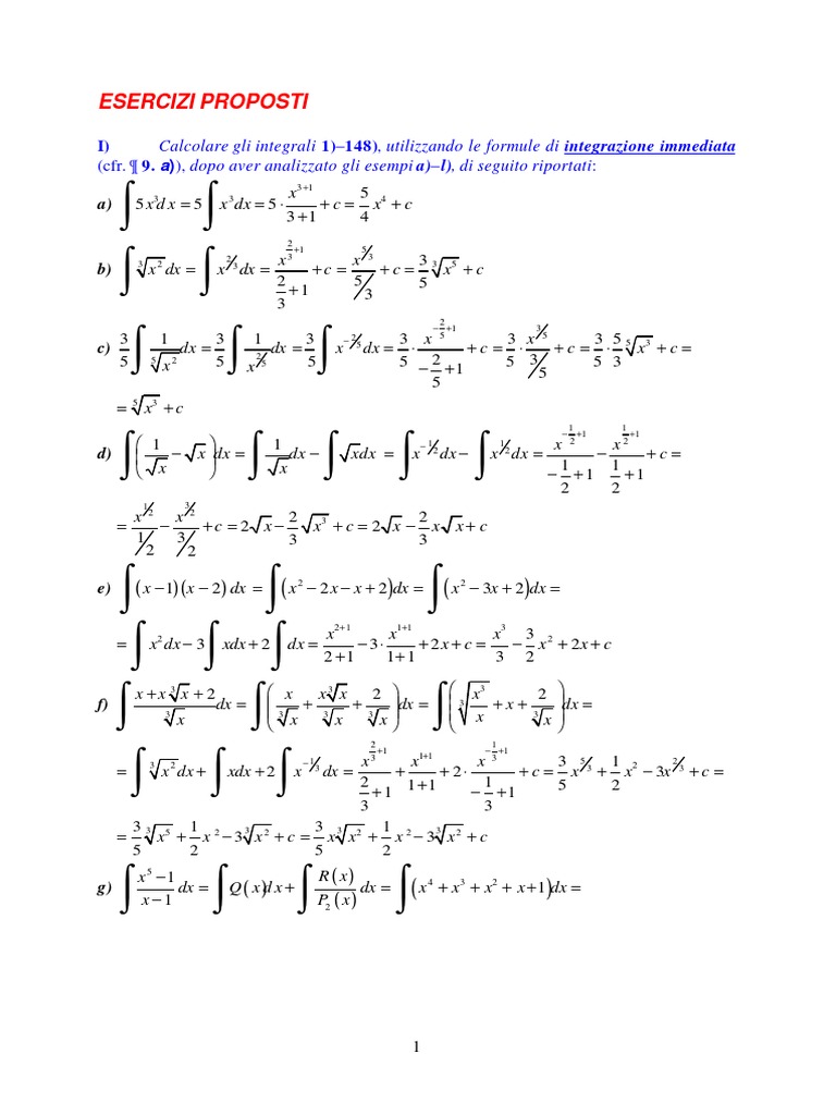 Esercizi Sugli Integrali | PDF