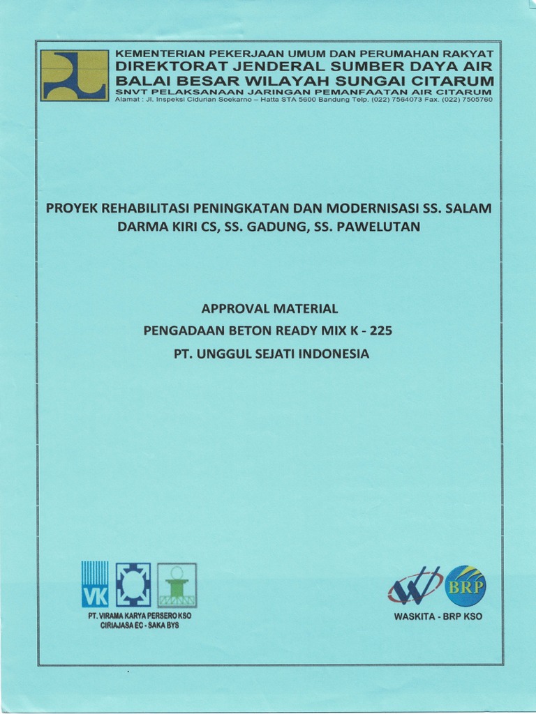 Approval Material - Beton Ready Mix K-225 Pt. Usi | PDF