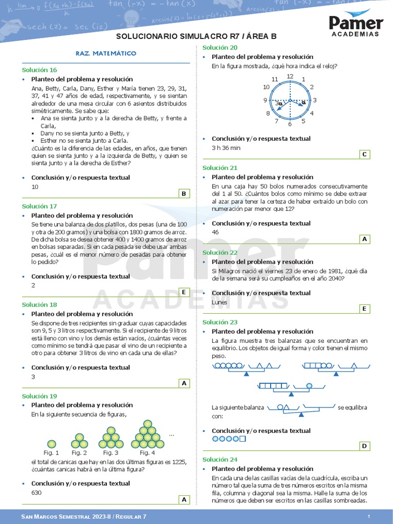 Semestral - Simulacro 7 - Área B | PDF