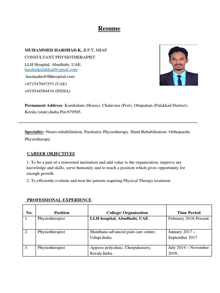 Harshad Physiotherapist Resume | PDF | Physical Therapy | Health Sciences