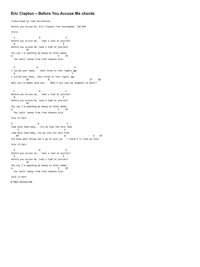 Clapton Before You Accuse Me | PDF