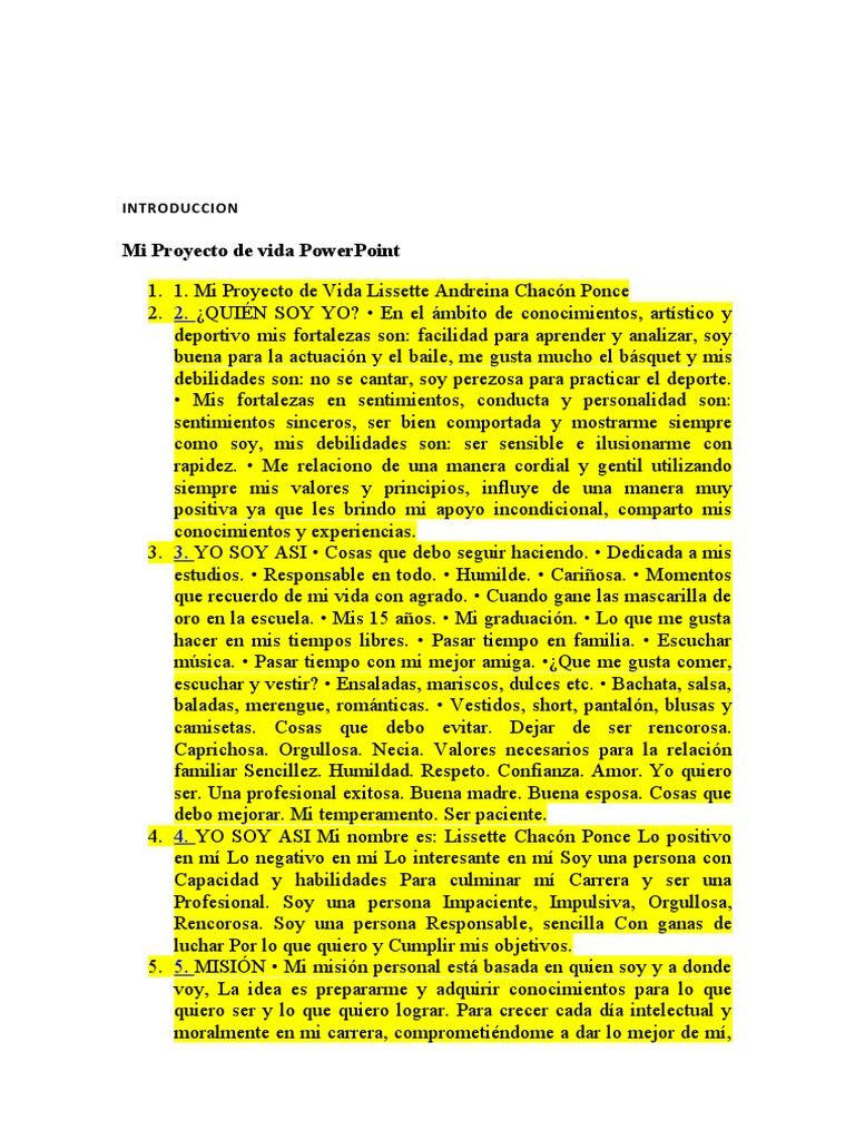 Proyecto de Vida | PDF | Autoestima | Amor