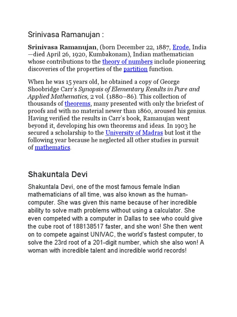 Srinivasa Ramanujan | PDF