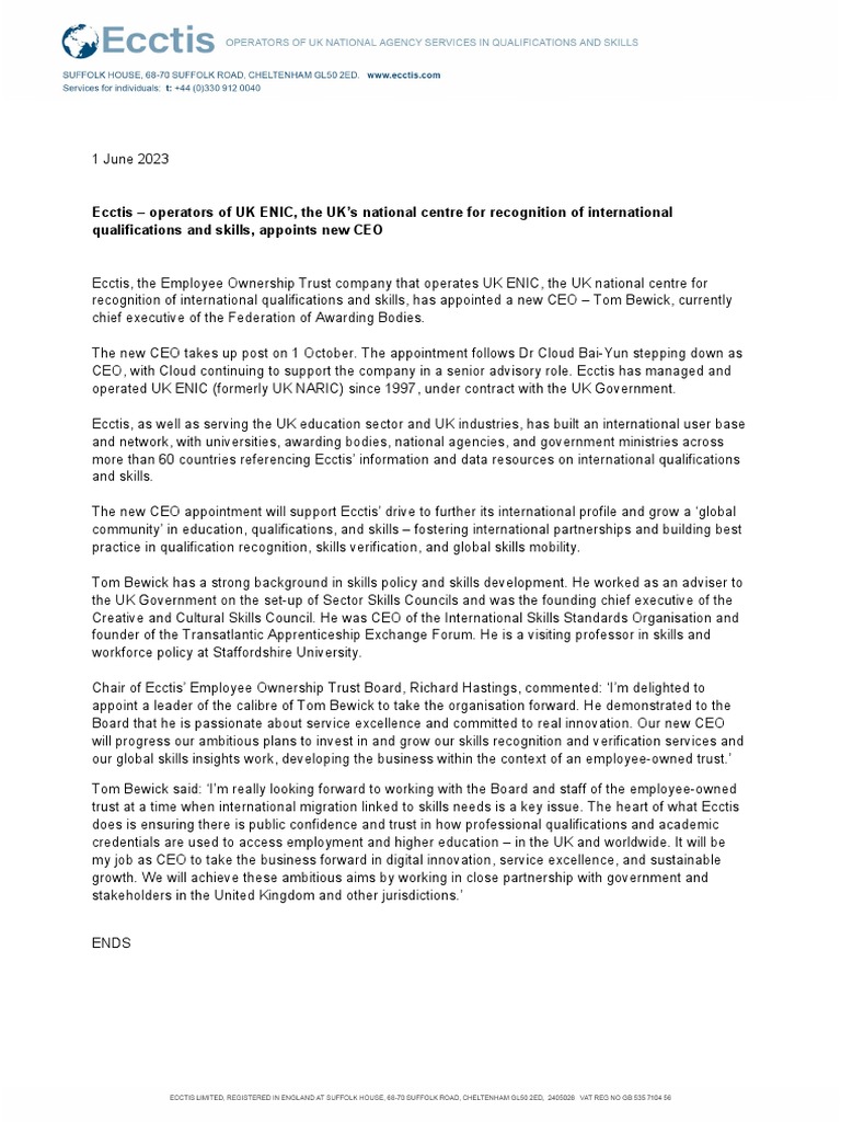 Ecctis Appoints New CEO | Download Free PDF | Economies | Business