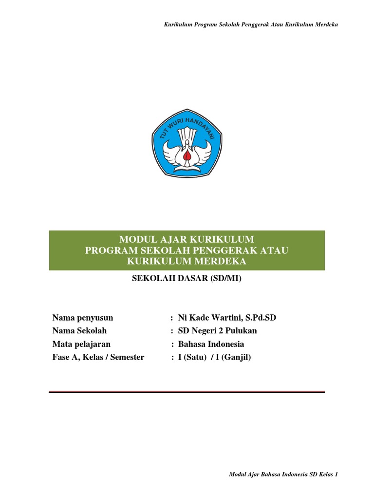 Modul Ajar Fase 1 Kelas 1 | PDF