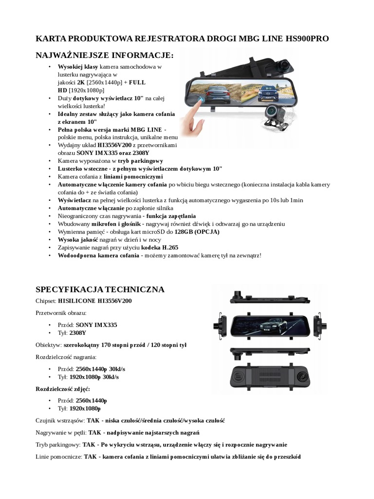 Karta MBG LINE HS900 PRO | PDF