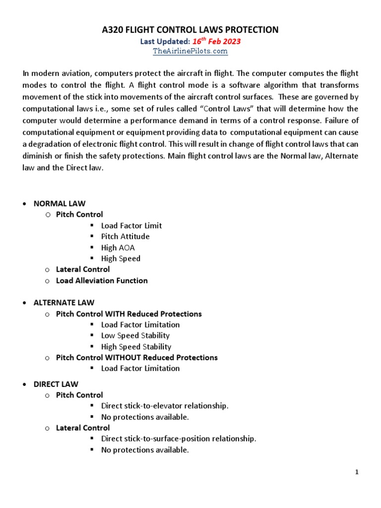 A320 Flight Control Laws Overview | PDF | Aircraft | Aviation