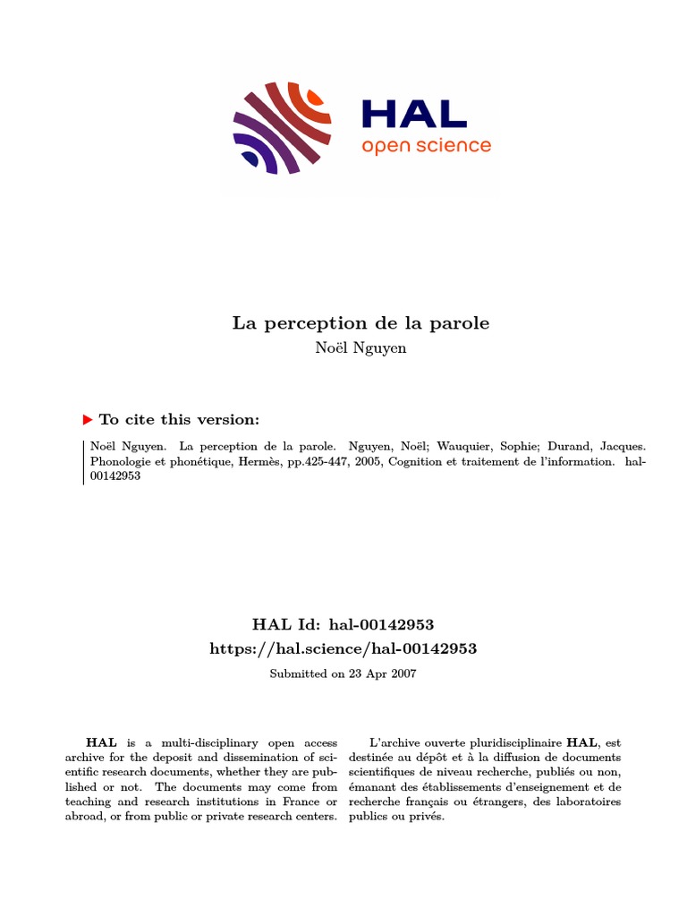 Perception catégorielle de la parole | PDF | Phonétique | la perception