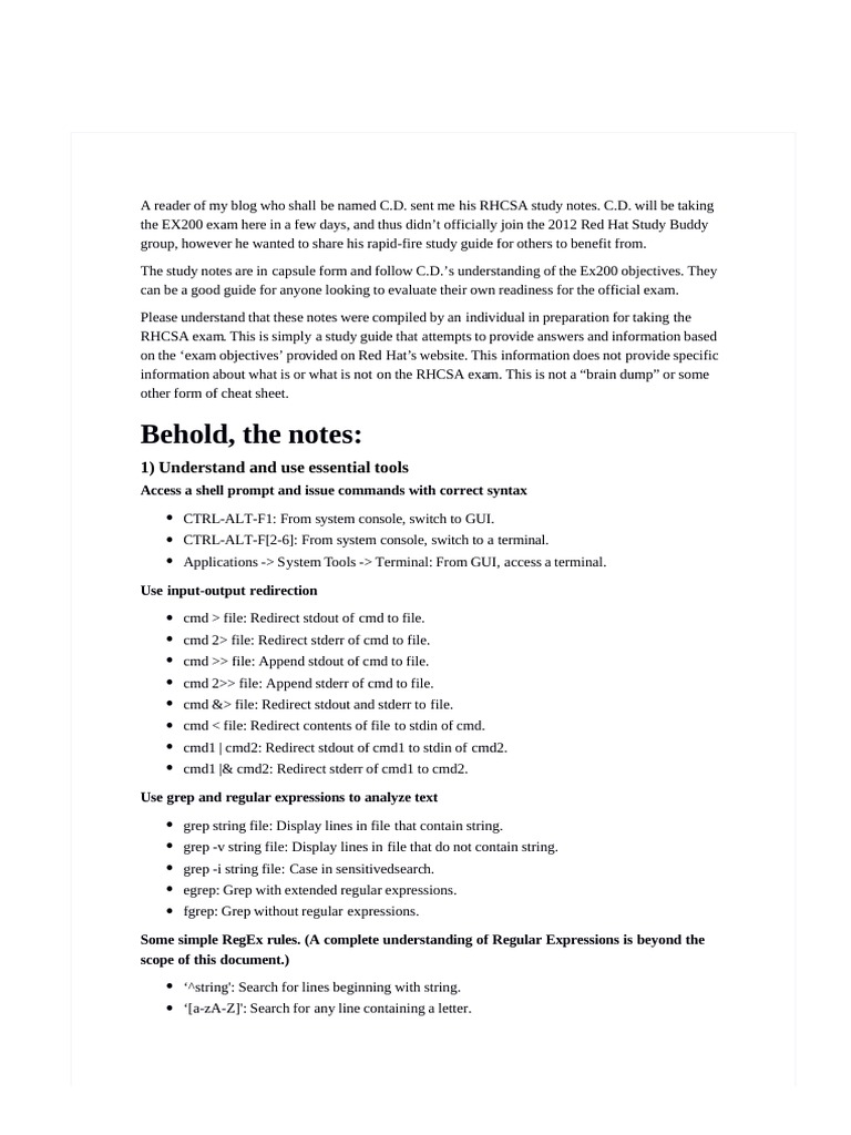 Rhcsa Cheatsheet PDF File System Command Line Interface | PDF | Computer File | Software