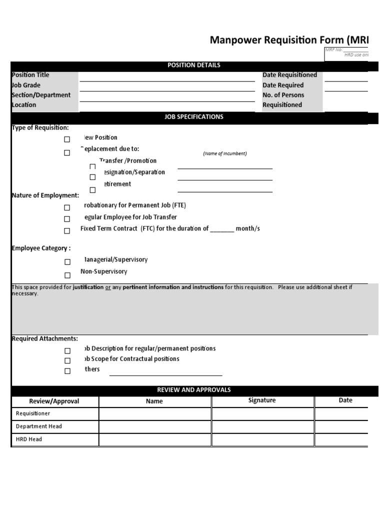 Prime Energy - Manpower Requisition Form | PDF | Employment | Labor ...
