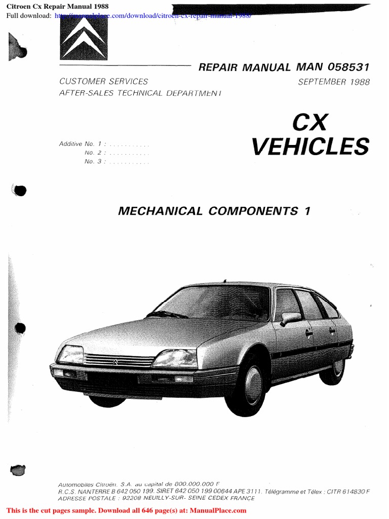 Citroen CX 1988 Repair Manual | PDF | Ignition System | Mechanical ...