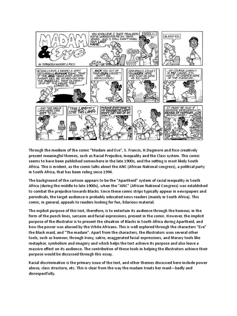 Madam and Eve Comic Strip Analysis | PDF | Humour | Irony