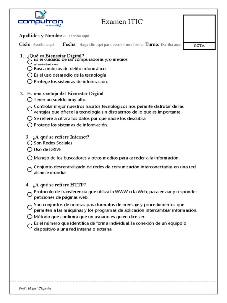 Examen Final - Integración de Las TIC | PDF