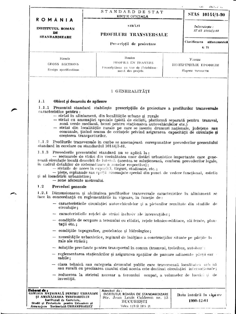 Stas 10144 1-90 Drumuri - Profile Transversale | PDF