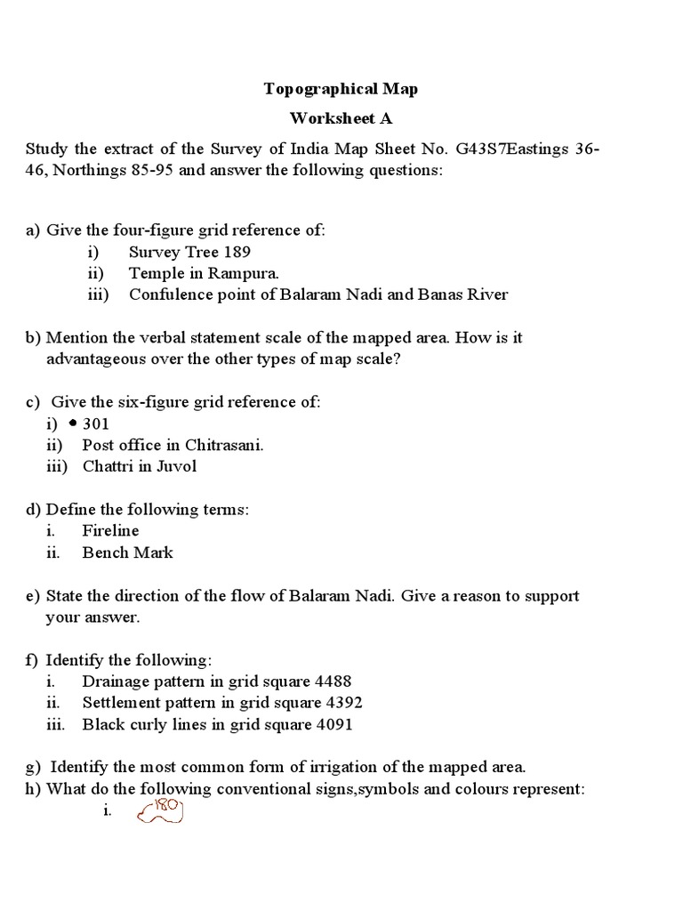 Topographical Map Worksheet A | PDF