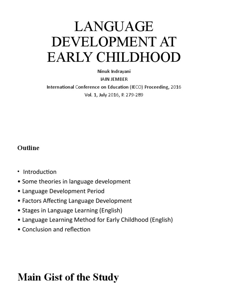 Language Development in Early Childhood | PDF