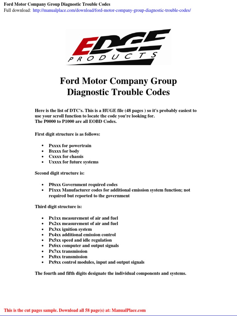 Ford Diagnostic Trouble Codes List | PDF | Fuel Injection | Throttle