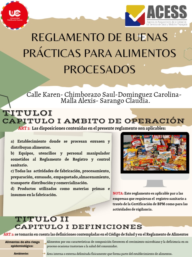 Reglamento de Buenas Prácticas para Alimentos Procesados | PDF ...
