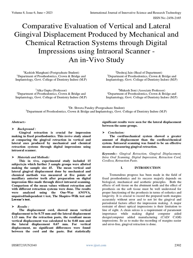 Comparative Evaluation of Vertical and Lateral Gingival Displacement ...