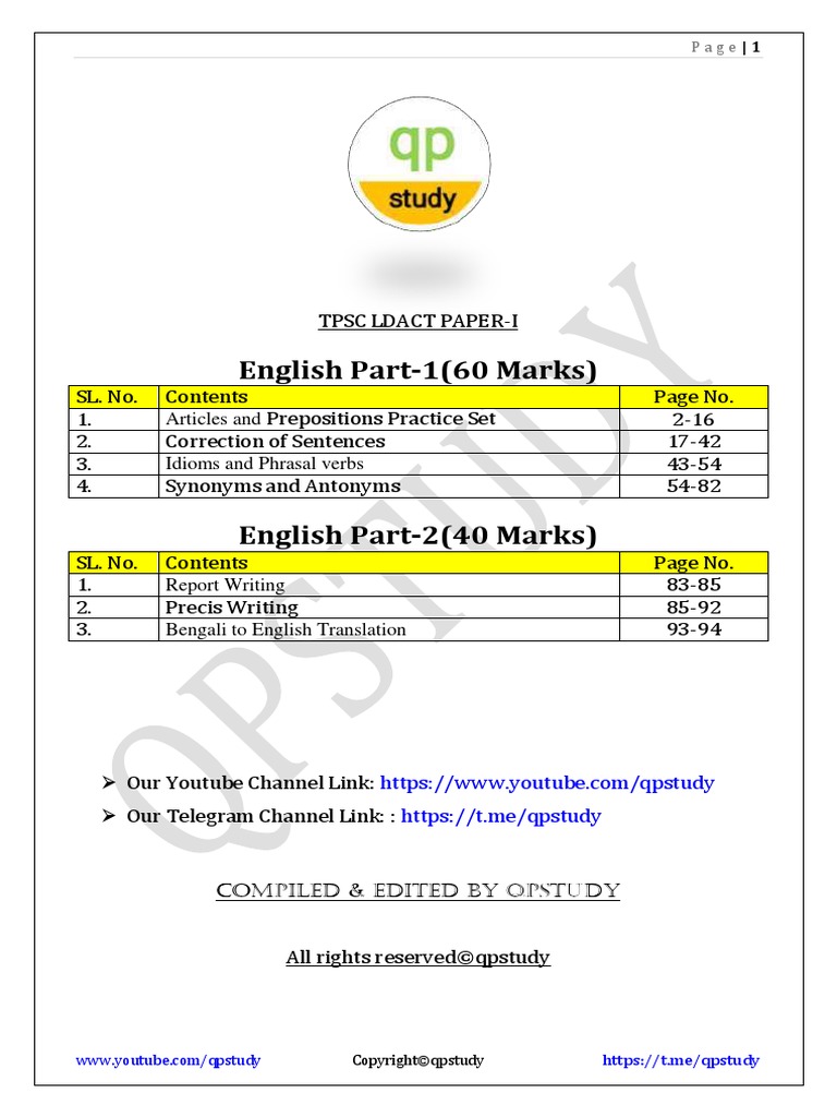 1640071009511ldact Paper I English | PDF | Verb | Grammatical Gender