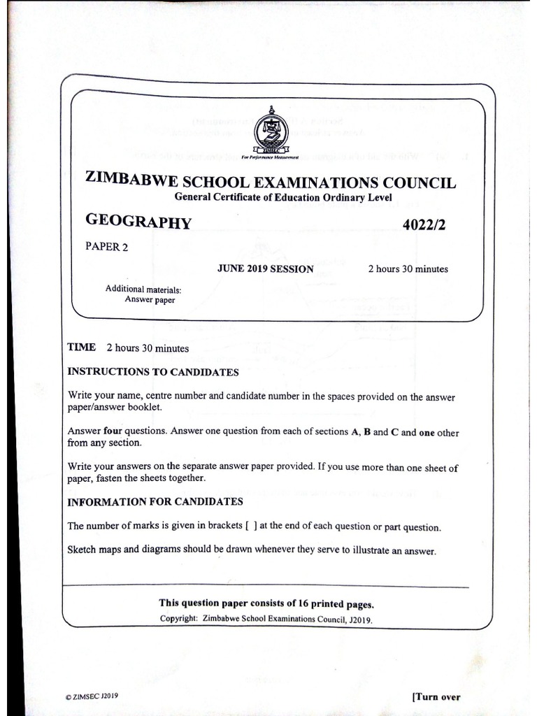 O'level Geo 2019 June P2 QN Paper 2 | PDF