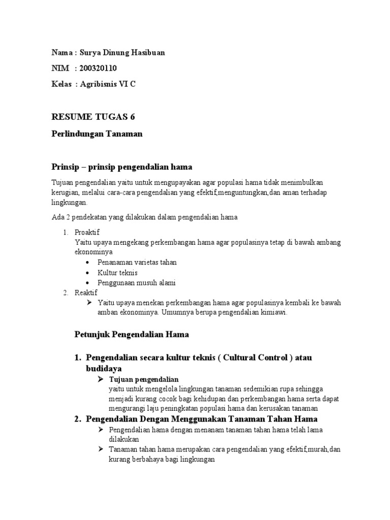 Surya Dinung Hasibuan - Perlintan Vi C | PDF