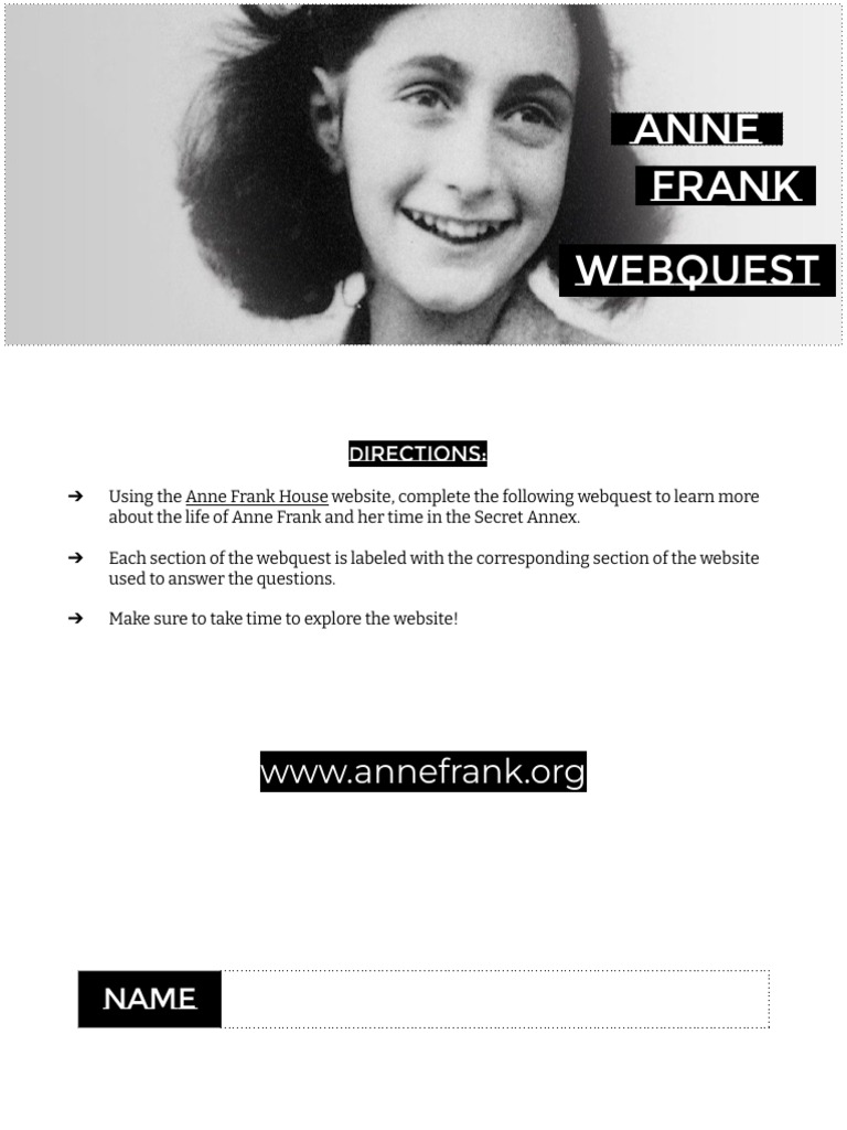 Anne Frank Webquest | PDF