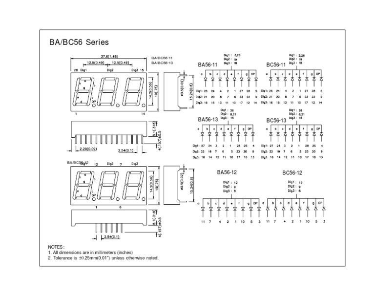 BA/BC56 Series Dimensions and Tolerances | PDF