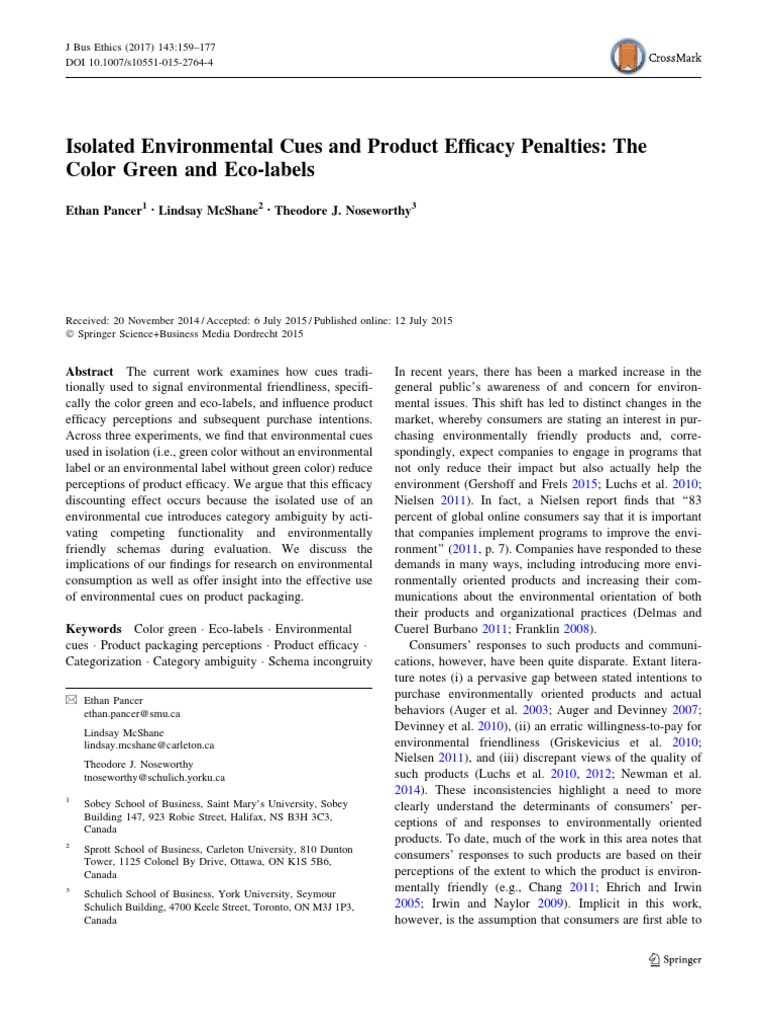 Isolated Environmental Cues and Product Efficacy Penalties: The Color ...