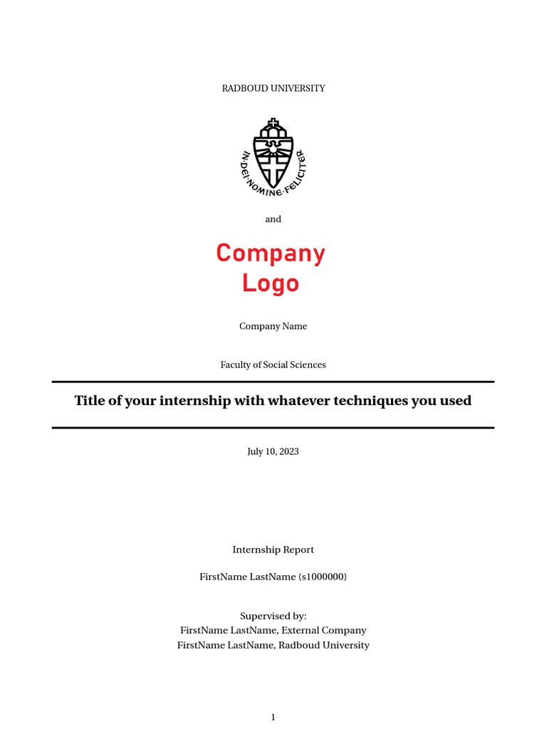 Radboud University Internship Report Template AI 1 | PDF