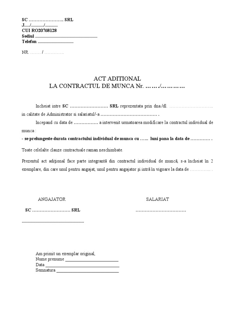Act Aditional Prelungire Cim | PDF