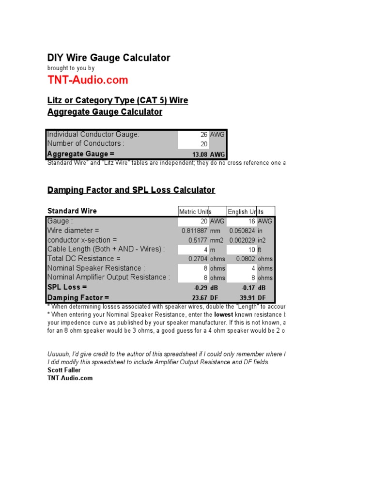 Wirecalculator | PDF