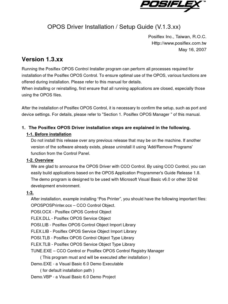 Posiflex OPOS Driver Installation V13xx | PDF | Windows Registry ...