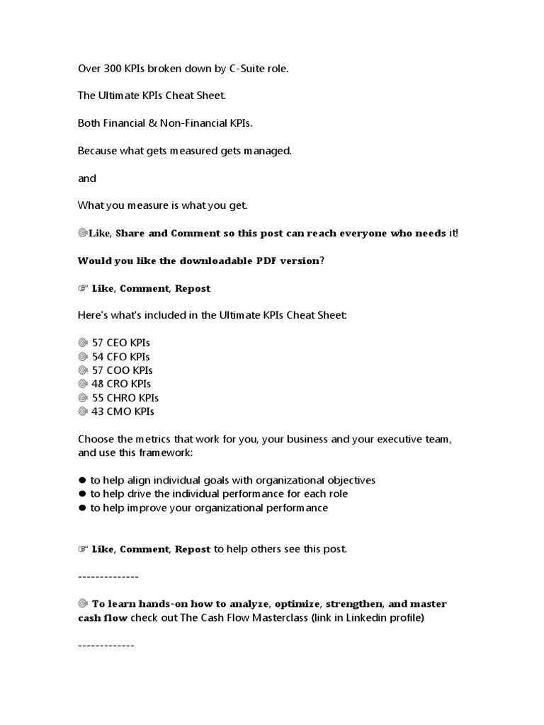 KPIs por Rol C-Suite: Guía Definitiva | PDF