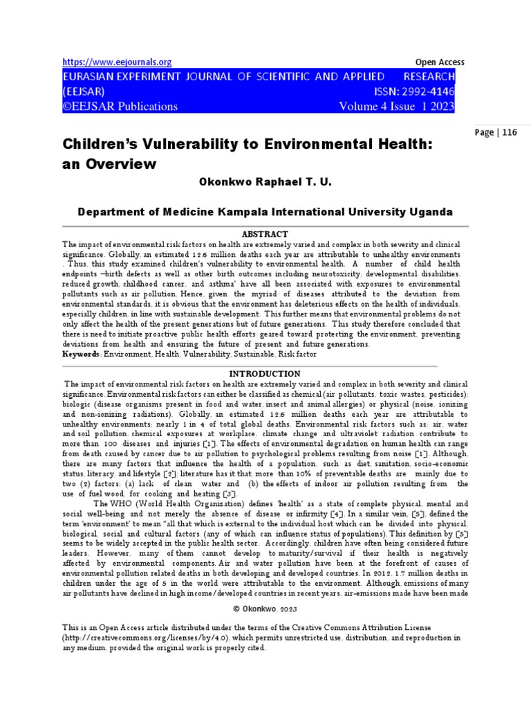 Children's Vulnerability To Environmental Health An Overview | PDF ...