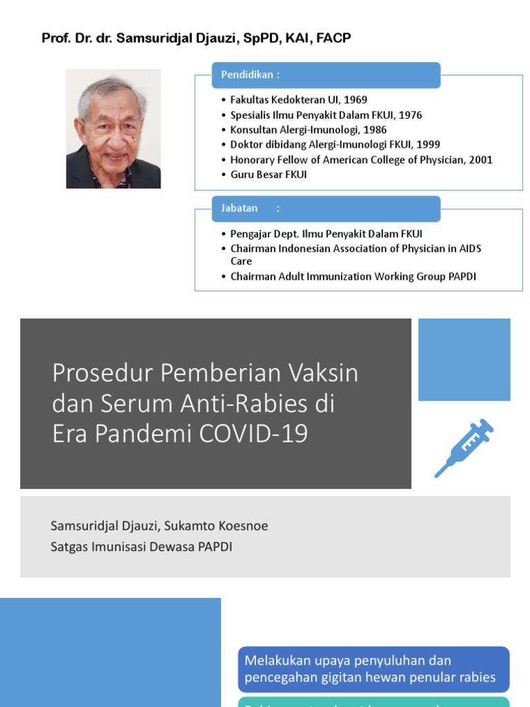 PDF Prosedur Pemberian Vaksin Dan Serum Anti-Rabies - Prof Samsuridjal ...