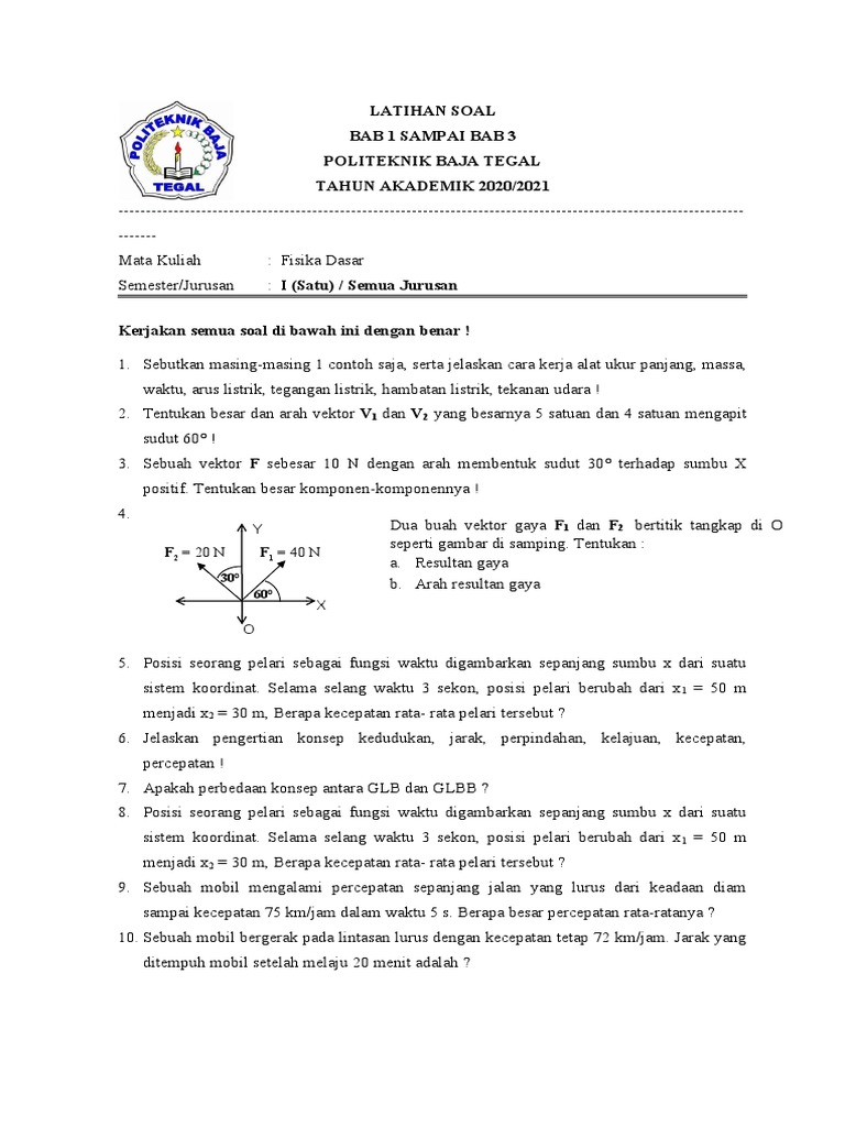 Soal Fisika Dasar Semester 1 | PDF | Sains & Matematika