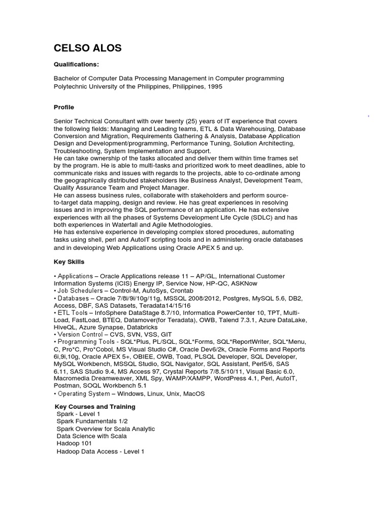 Celso Alos - Senior Developer | PDF | Databases | Microsoft Sql Server Celso Alos - Senior Developer | PDF | Databases | Microsoft Sql Server