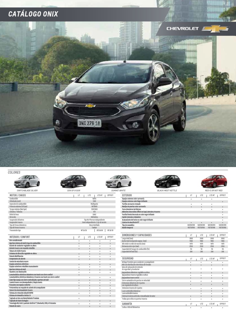 Catalogo Ficha Tecnica Chevrolet Onix 2019 v1 | PDF | Vehículo de motor | Vehículos terrestres