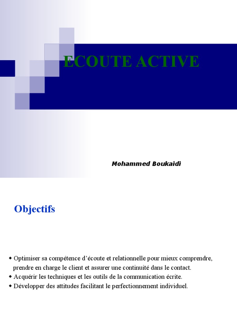 Écoute Active | PDF | la communication | Phrase