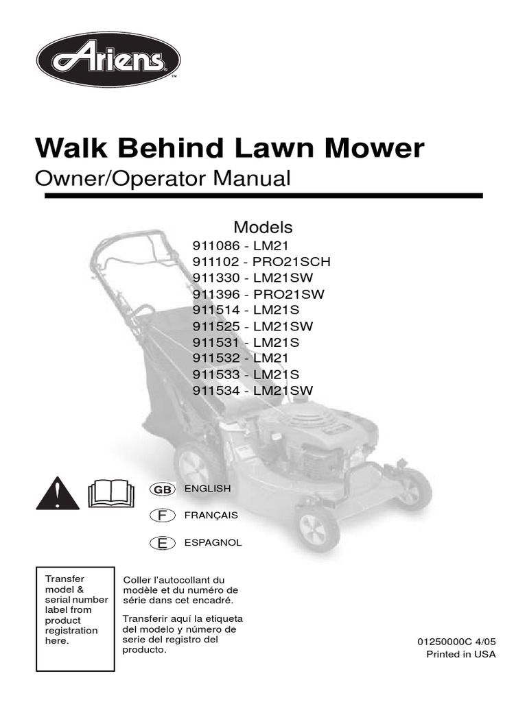 Manual del Operador Ariens 21 | PDF