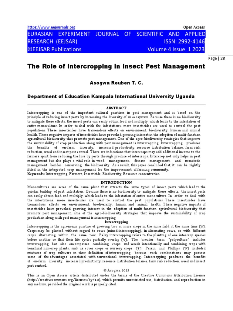 Intercropping for Pest Management Benefits | PDF