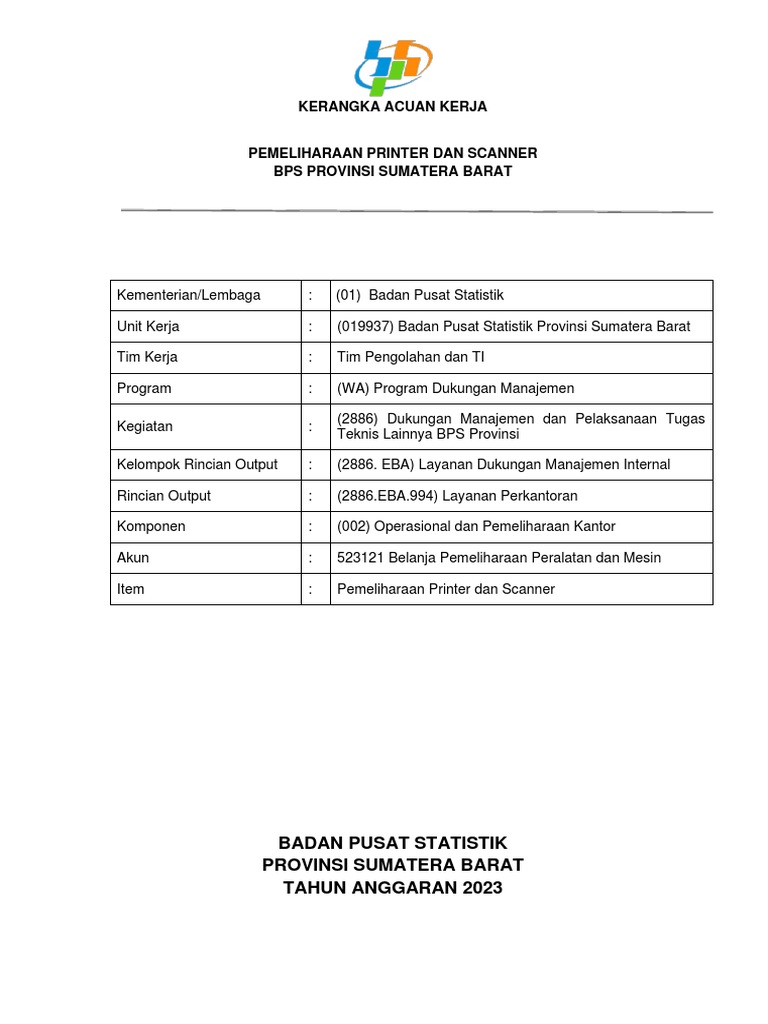 Pemeliharaan Perangkat BPS Sumbar | PDF