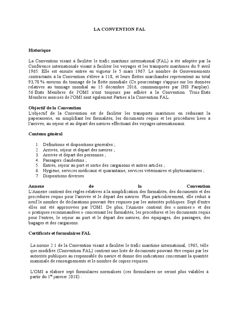 La Convention FAL et ses formulaires | PDF | Transport de marchandises