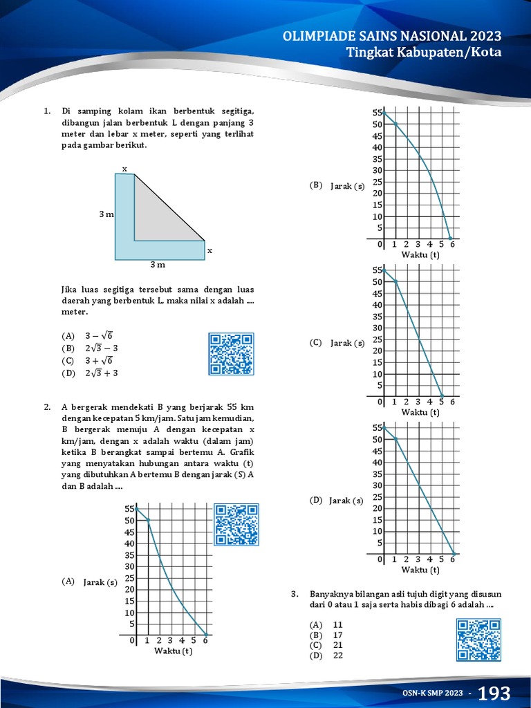 Soal OSN-K SMP 2023: Matematika Tingkat Kabupaten/Kota | PDF